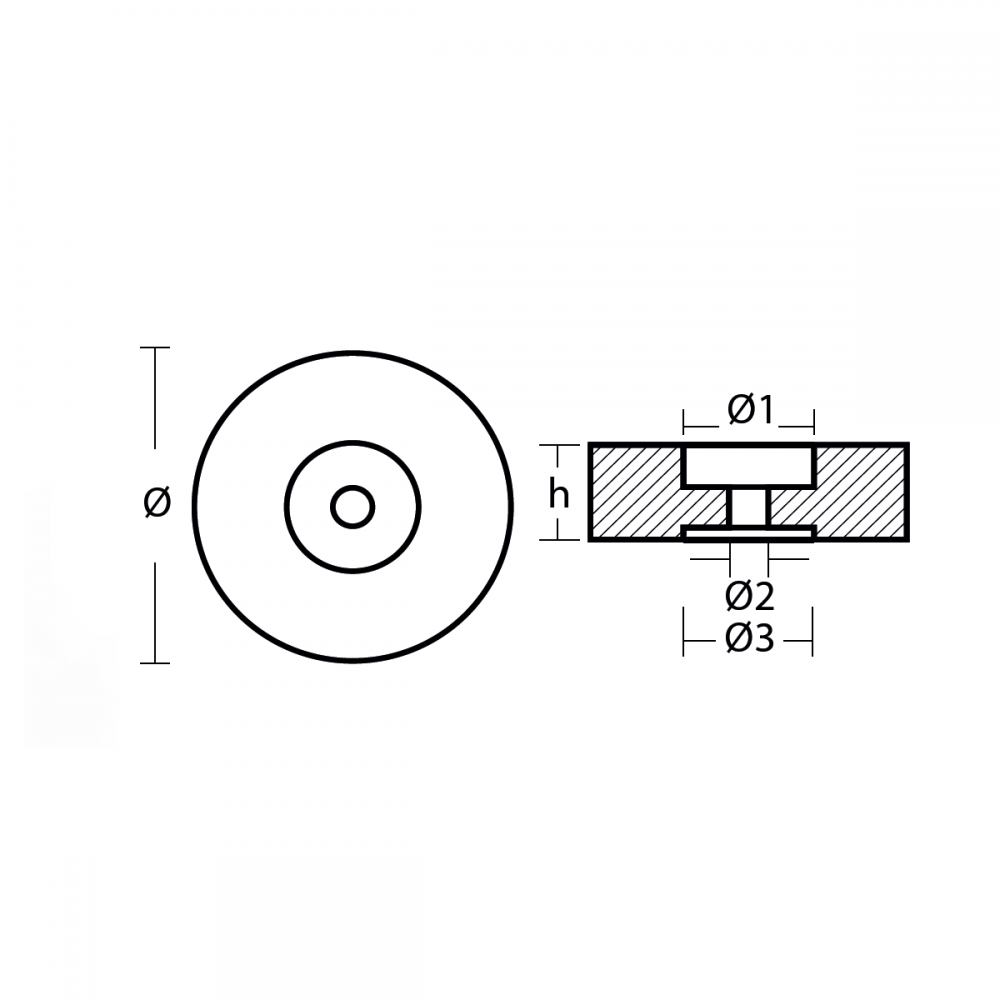 Zinc Disc Anode, 125mm x 30mm / 2.7kg for Rudders, Trim Tabs, Hull ...